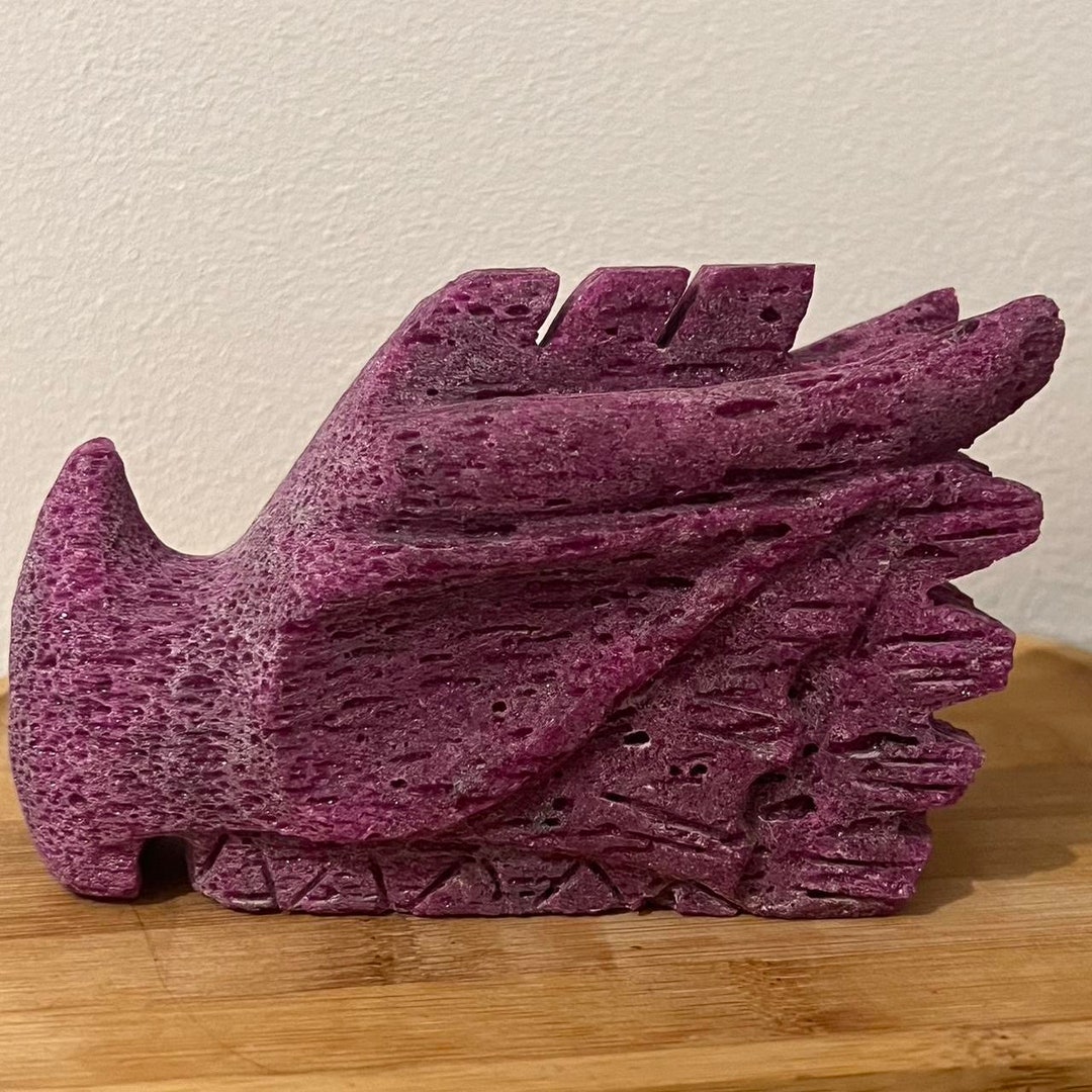 Honeycomb Ruby Large Crystal Dragon Head Rare Carving - Etsy