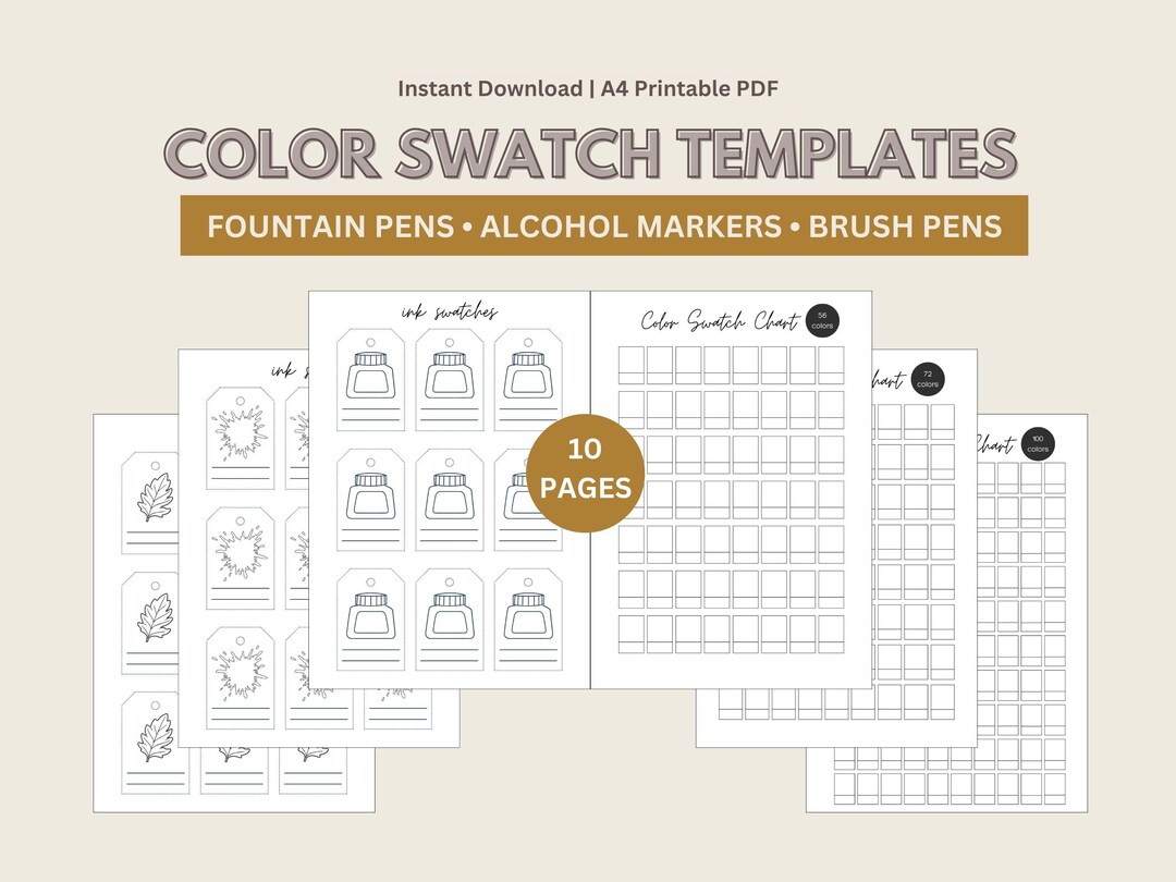 Ink Swatch Printable, Color Swatch Chart, Pen Marker Chart Printable ...