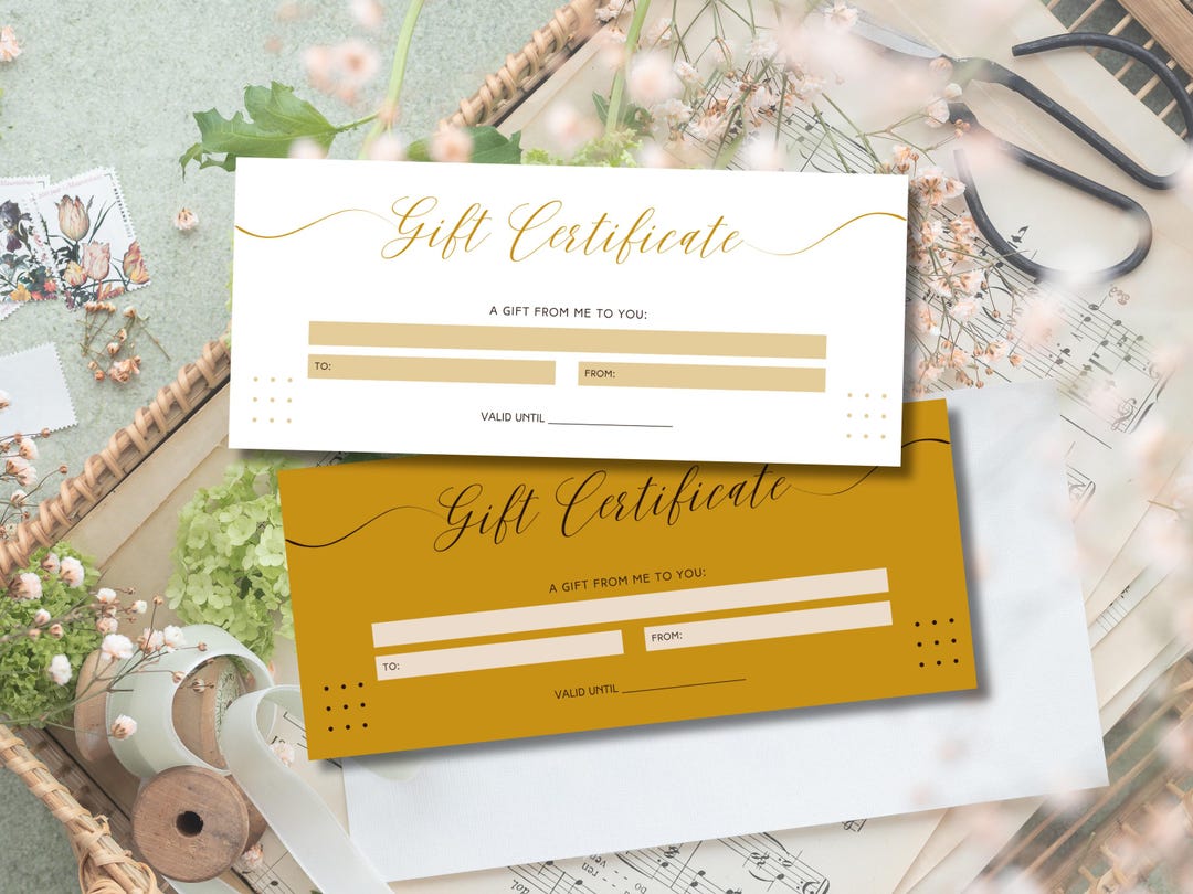 Gift Certificate, Gift Voucher, Letter & A4 Sizes Printable Editable ...