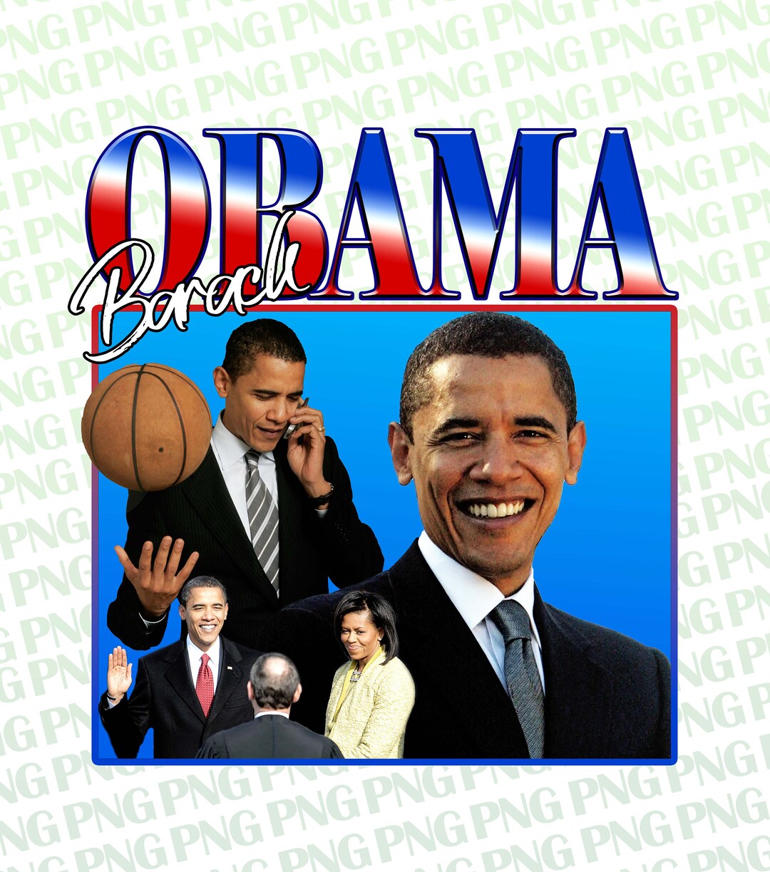 Barack Obama PNG Bootleg Tee Design, Ready to Print, 90s, Rapper, Rap ...