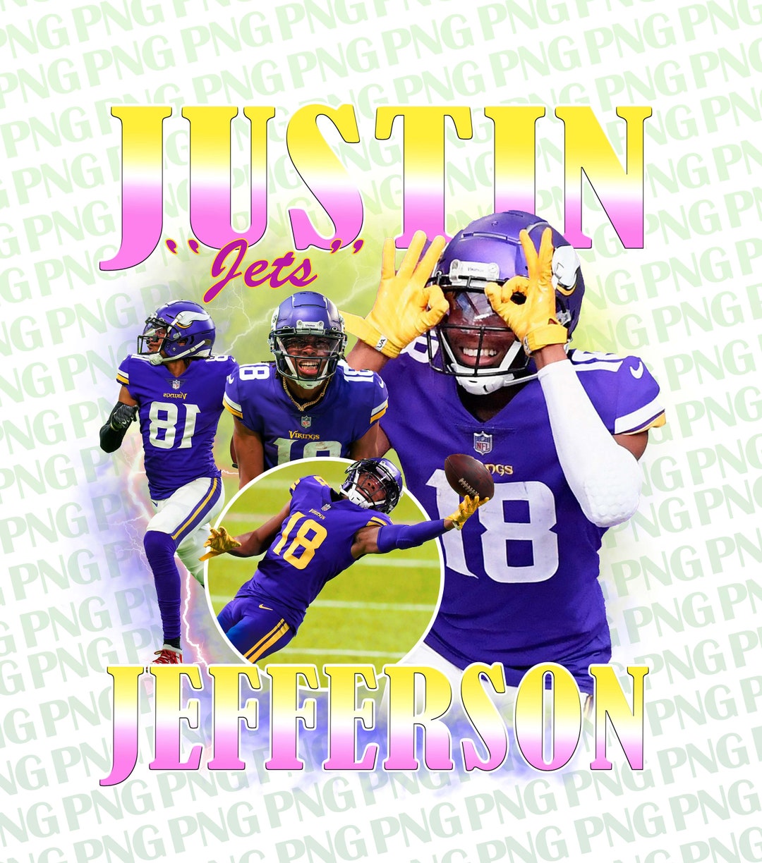 Justin Jefferson Png Tshirt Design, Ready to Print, Printable Design ...