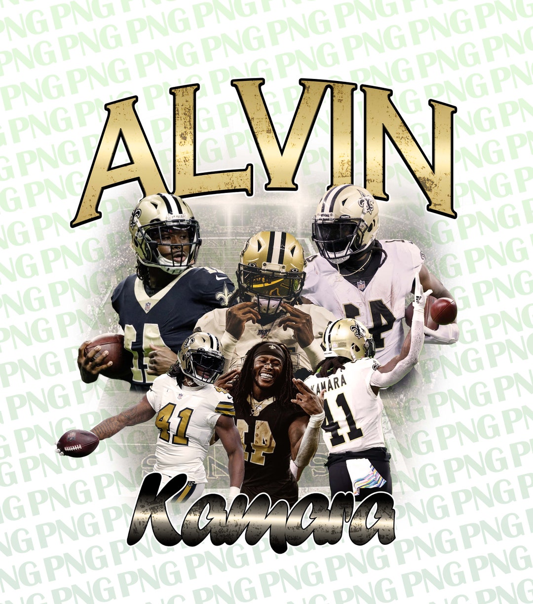 Alvin Kamara T-shirt PNG Alvin Kamara Shirt, Vintage Oversized Sport ...