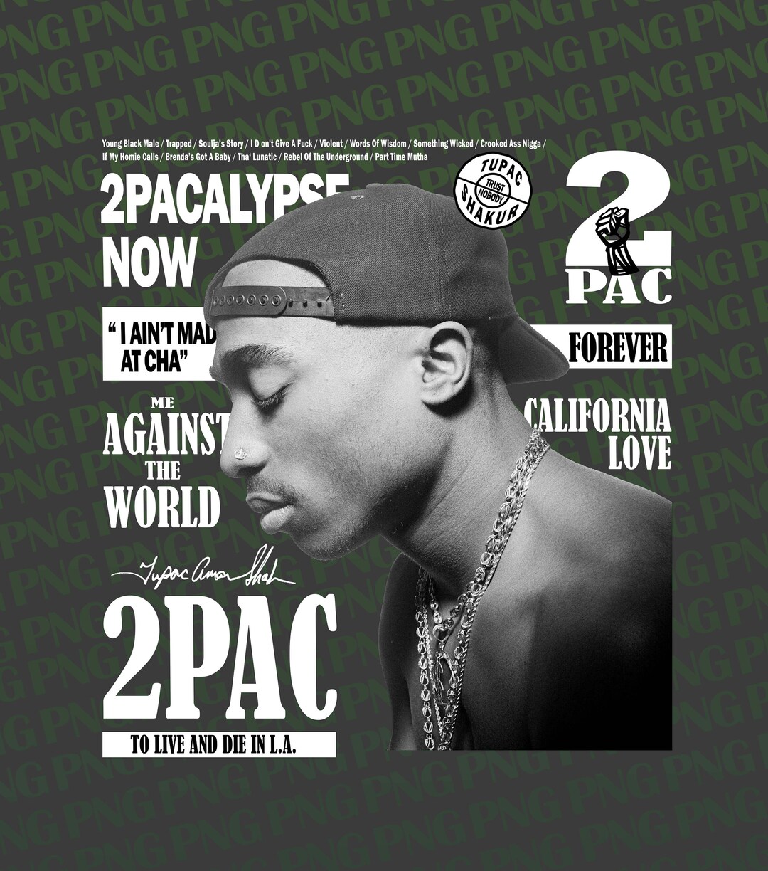 Tupac Shakur Png , Ready to Print, Printable Design, Hiphop Artist, 90s ...