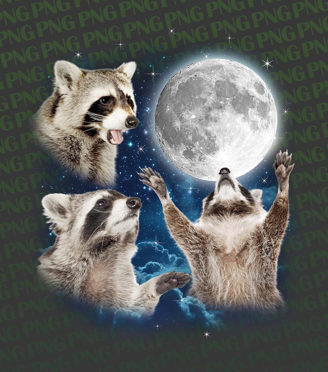 Raccoon PNG Files, Racoons Howling at the Moon Png, Funny Racoons Png ...