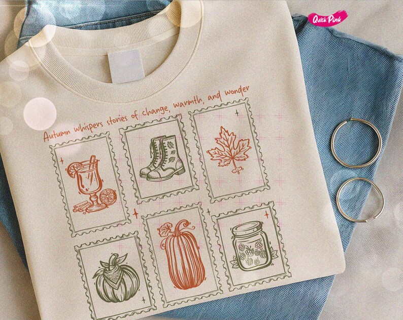 Fall Whispers Postage Stamp Svg Png, Cozy Stamp, Cozy Pumpkin, Leaf ...
