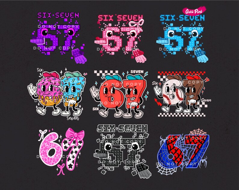Six Seven Meme Bundle Png, Steal a Brainrot Six Seven 67 Meme SVG PNG ...