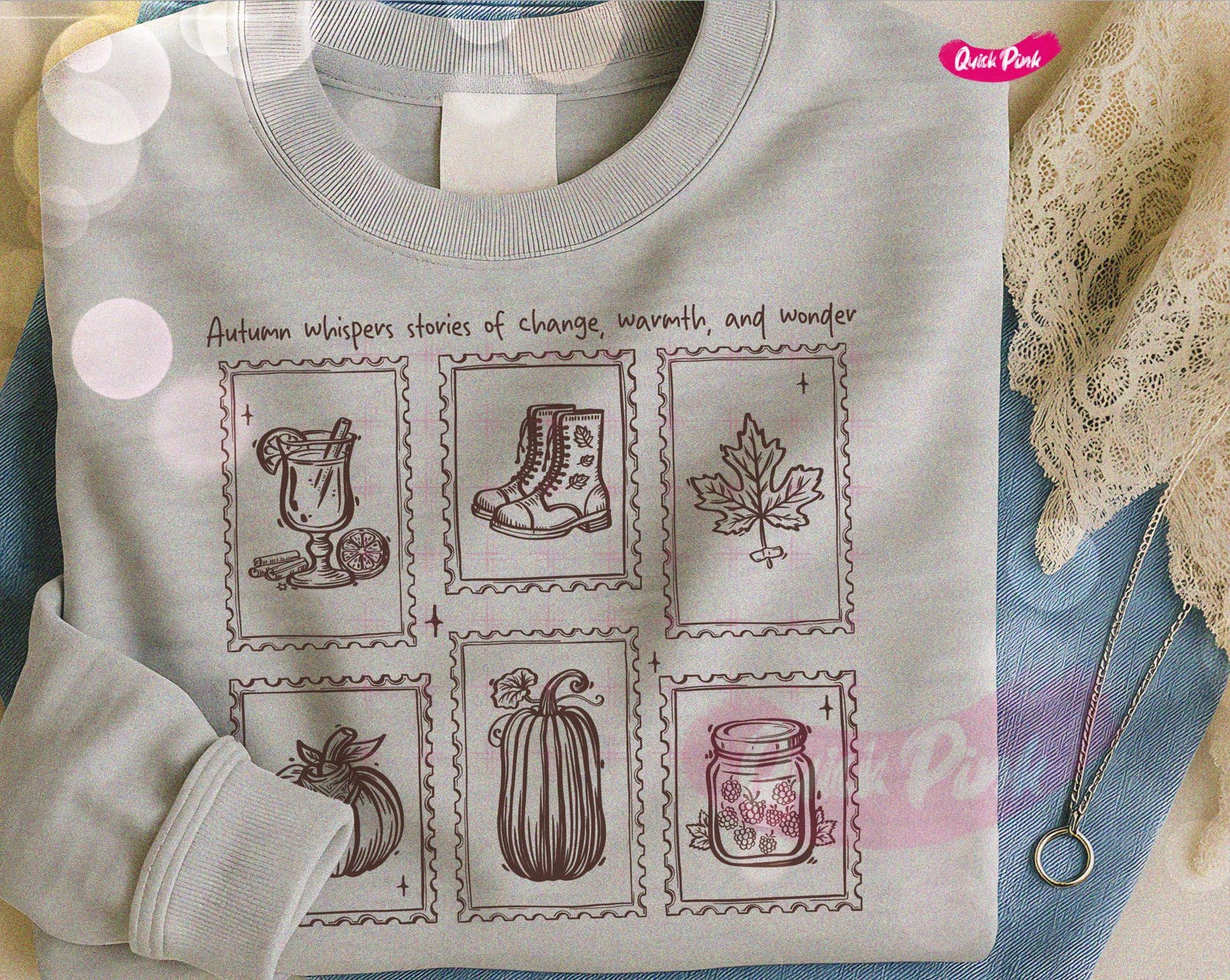 Fall Whispers Postage Stamp Svg Png, Cozy Stamp, Cozy Pumpkin, Leaf ...