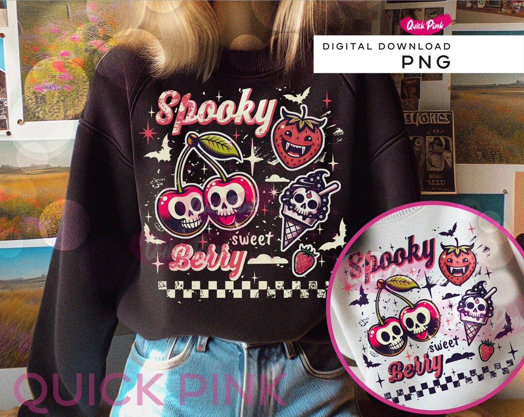 Vintage Spooky Berry Halloween PNG, Cute Skull Cherry Halloween, Trendy ...
