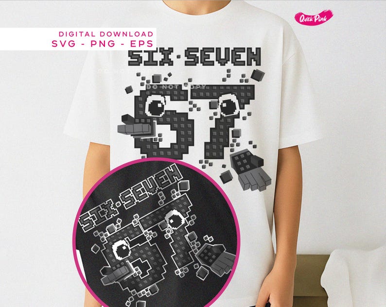 Steal a Brainrot Six Seven 67 Meme SVG PNG EPS, Black 67, Funny Viral ...