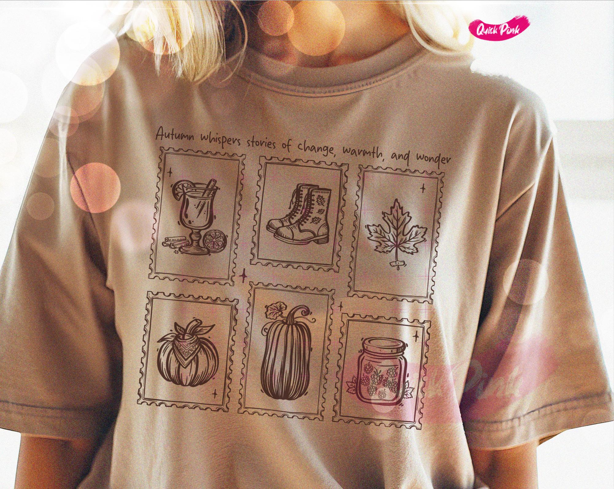 Fall Whispers Postage Stamp Svg Png, Cozy Stamp, Cozy Pumpkin, Leaf ...