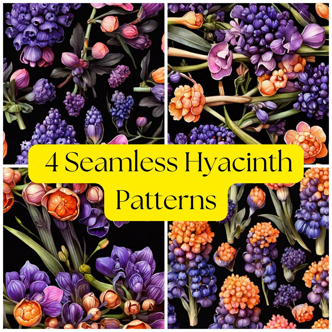 4 Seamless Hyacinth Patterns for Commercial and Personal Use /ideal for ...