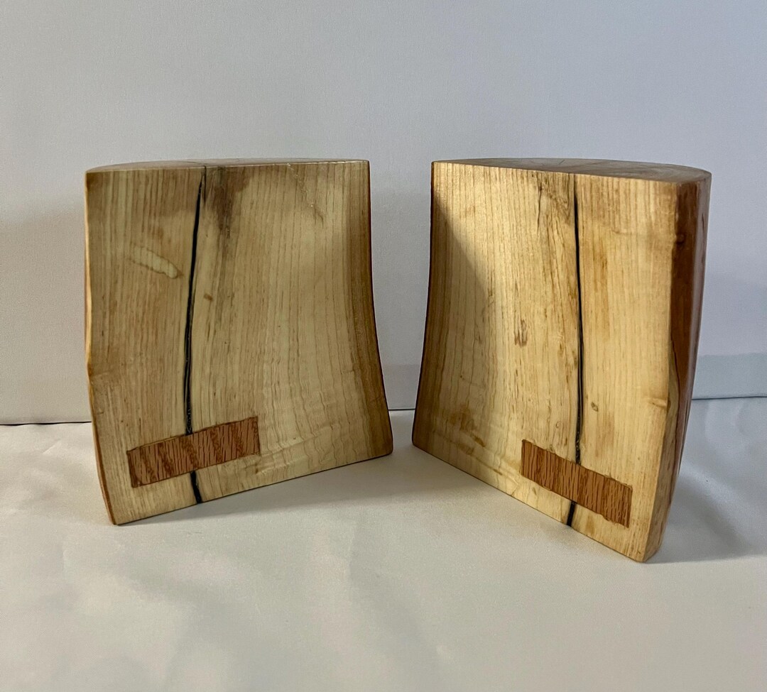 White Oak Bookends With Spalting, Red Oak Splines & Black Epoxy ...