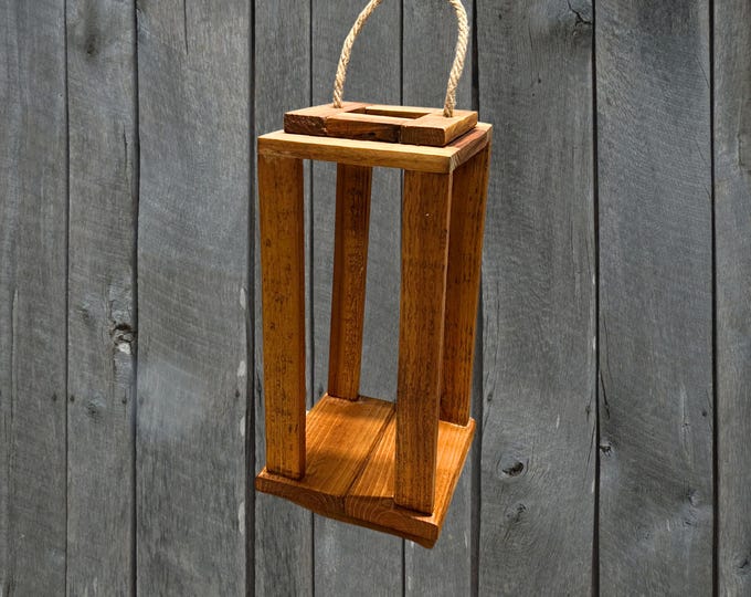 Handmade Rustic Wooden Lantern – Reclaimed Wood With Rope Handle for ...