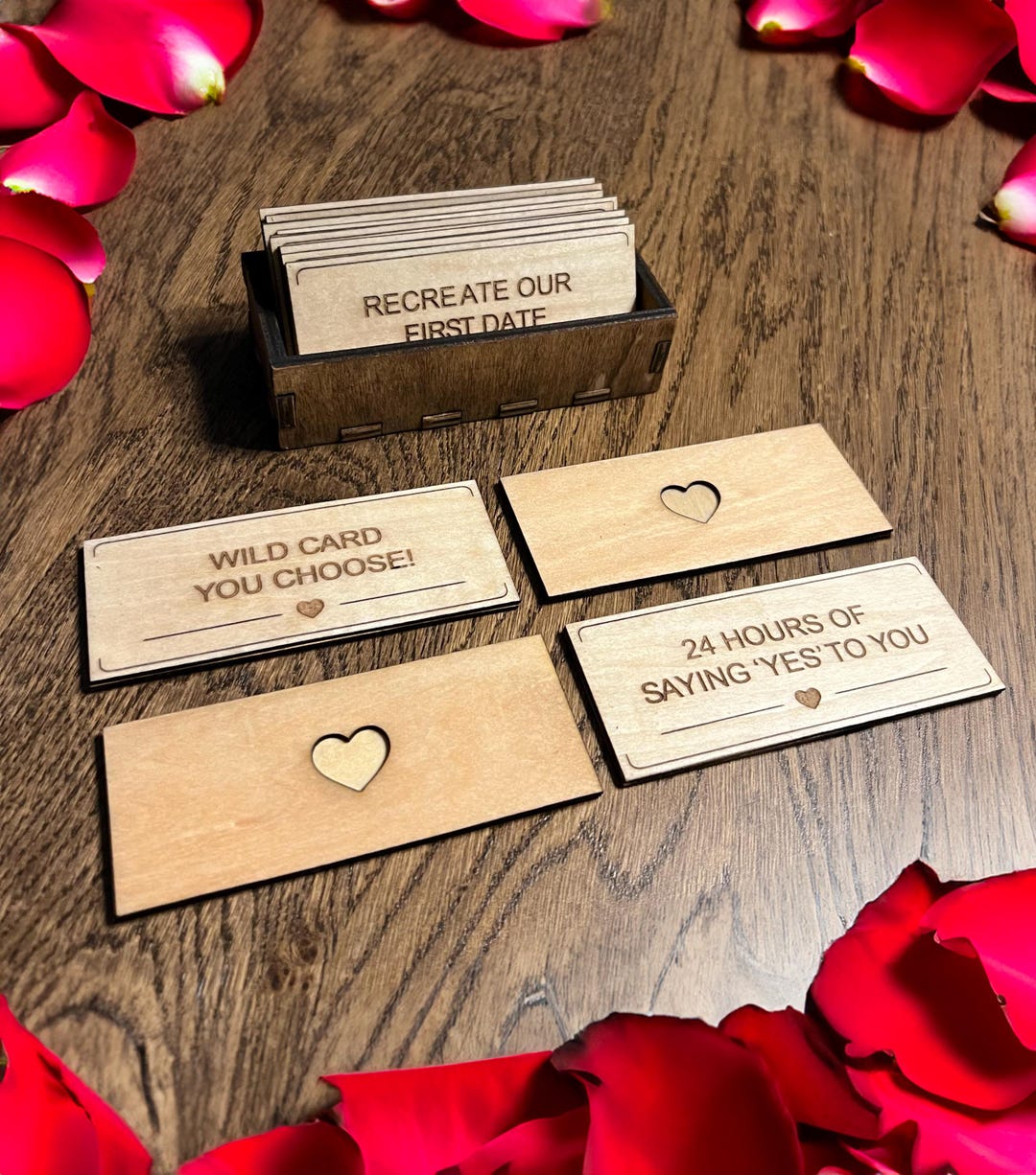 Handmade Wooden Love Coupons – 12 Engraved Romantic Tokens With ...