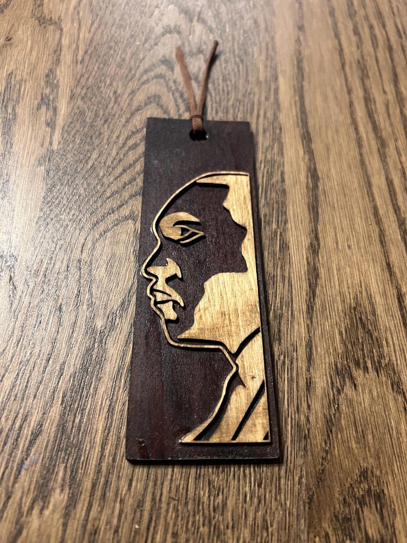 Handmade Wooden MLK Bookmark 3D Design- Side Profile With Quote on Back ...