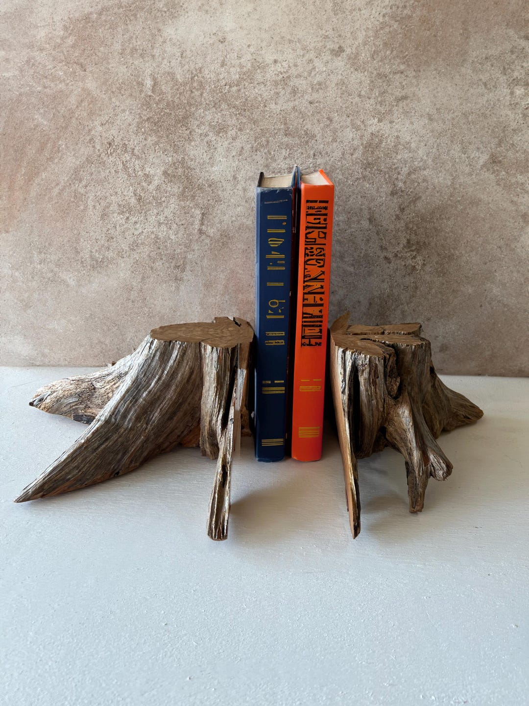 Handcrafted Tree Stump Bookends Unique Rustic Wooden Decor Natural Wood ...