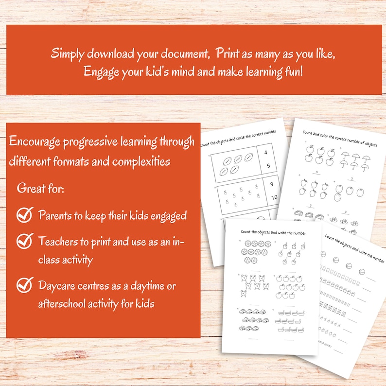 Counting Worksheets Mega Bundle, 150 Worksheets, for Kids, Preschool ...