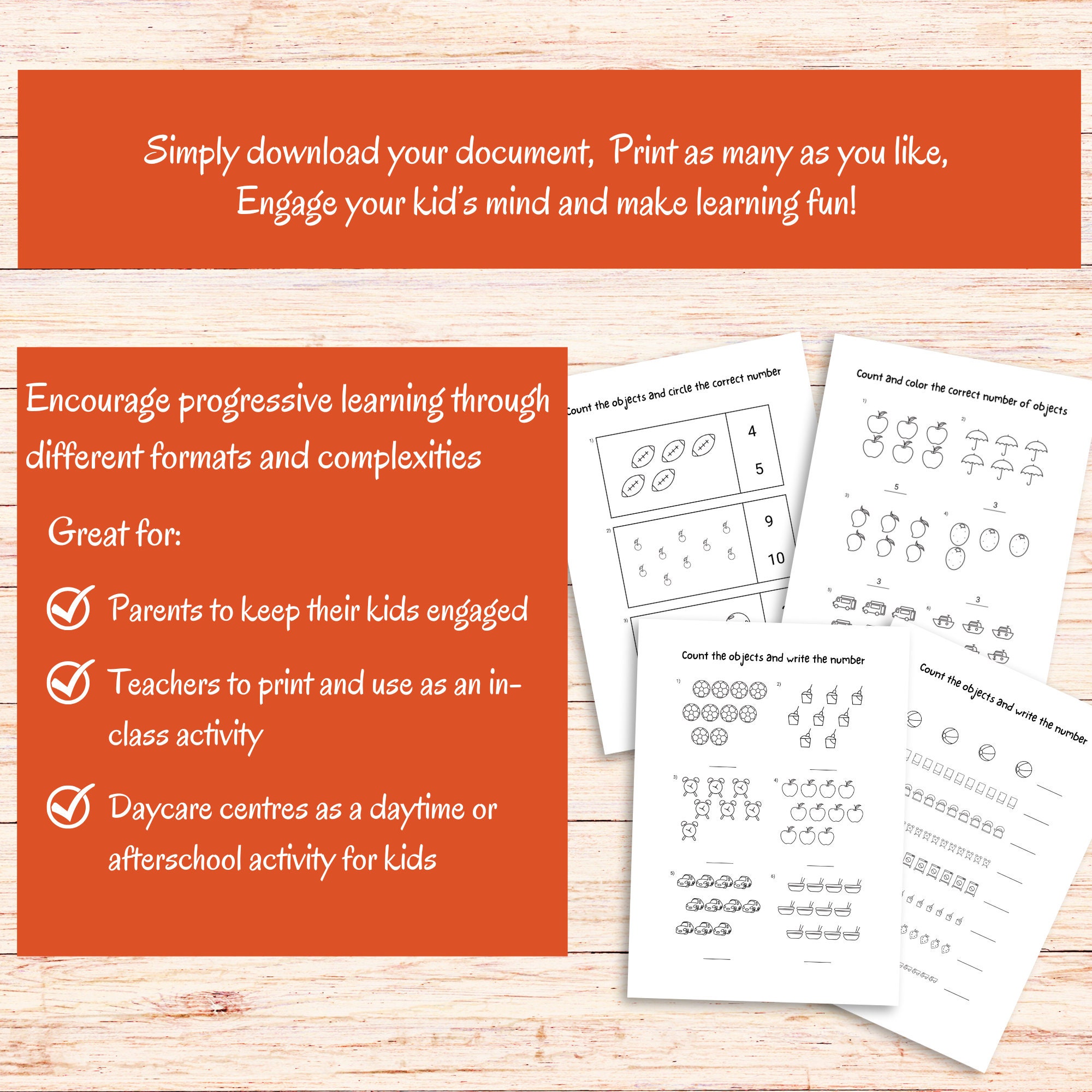 Counting Worksheets Mega Bundle, 150 Worksheets, for Kids, Preschool ...