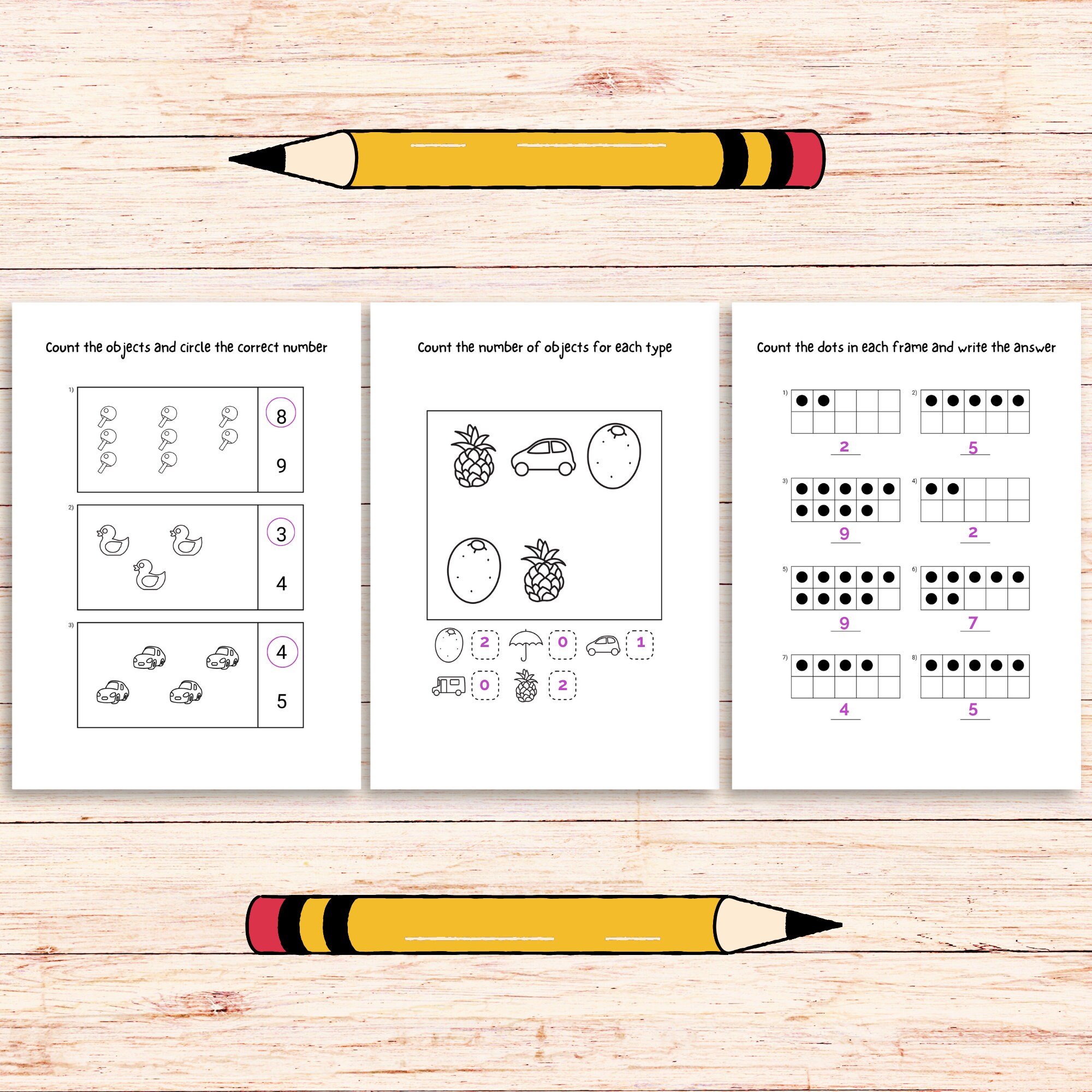 Counting Worksheets Mega Bundle, 150 Worksheets, for Kids, Preschool ...