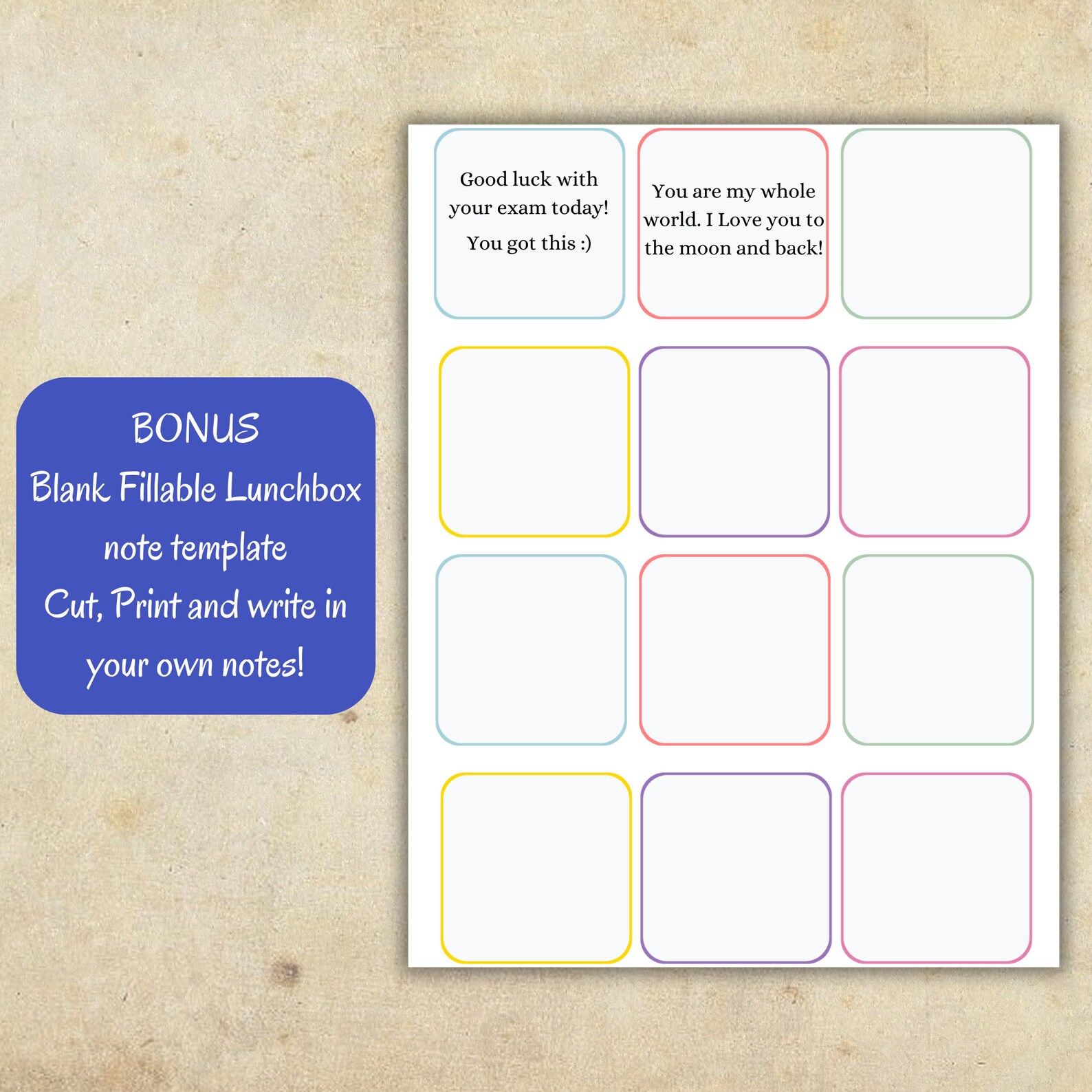 Lunch Box Notes for Kids, Ready-to-use & Customizable Messages, Back to ...