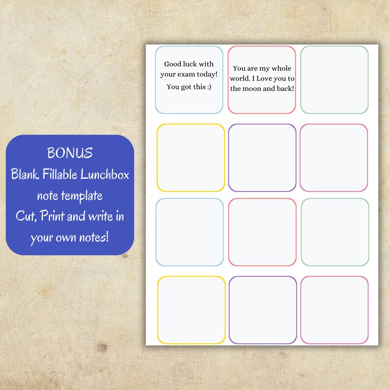 Lunch Box Notes for Kids, Ready-to-use & Customizable Messages, Back to ...