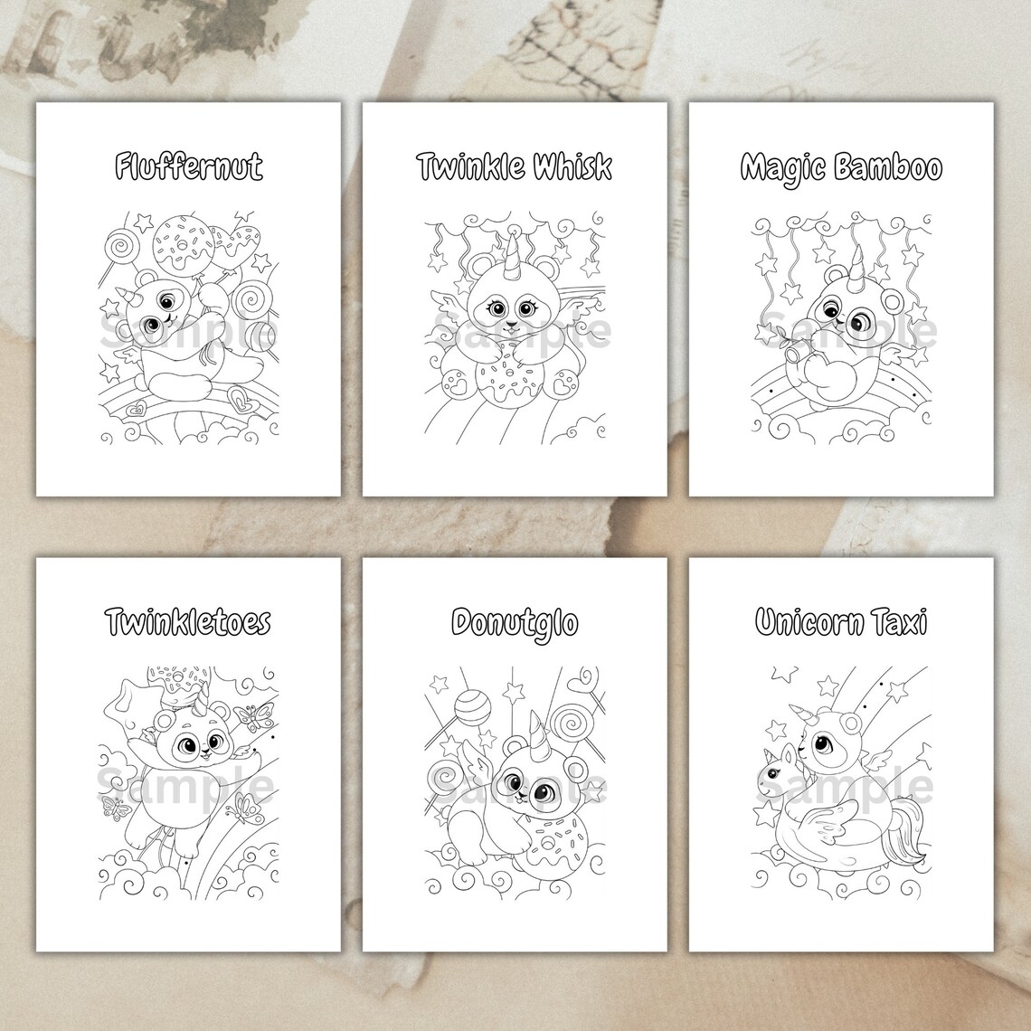 30 Pandacorn Coloring Page Book, for Kids and Adults, Instant Download ...