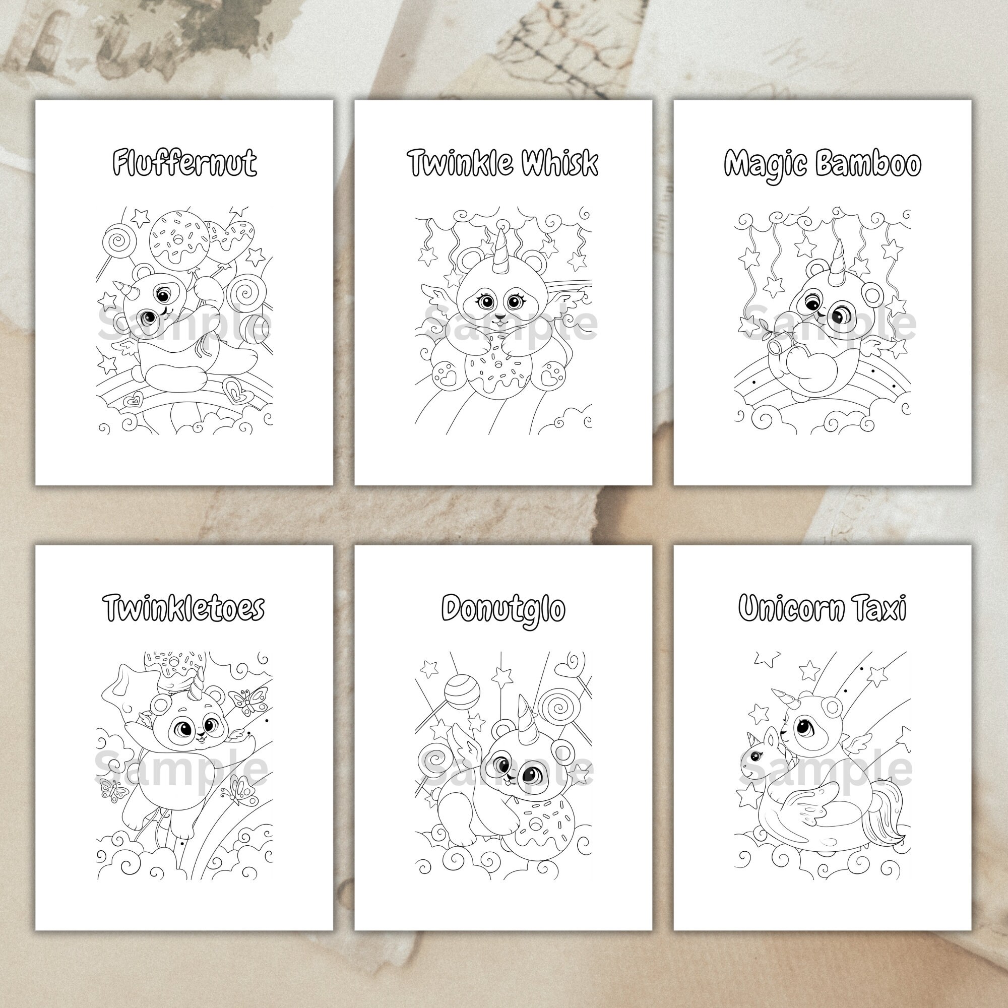 30 Pandacorn Coloring Page Book, for Kids and Adults, Instant Download ...