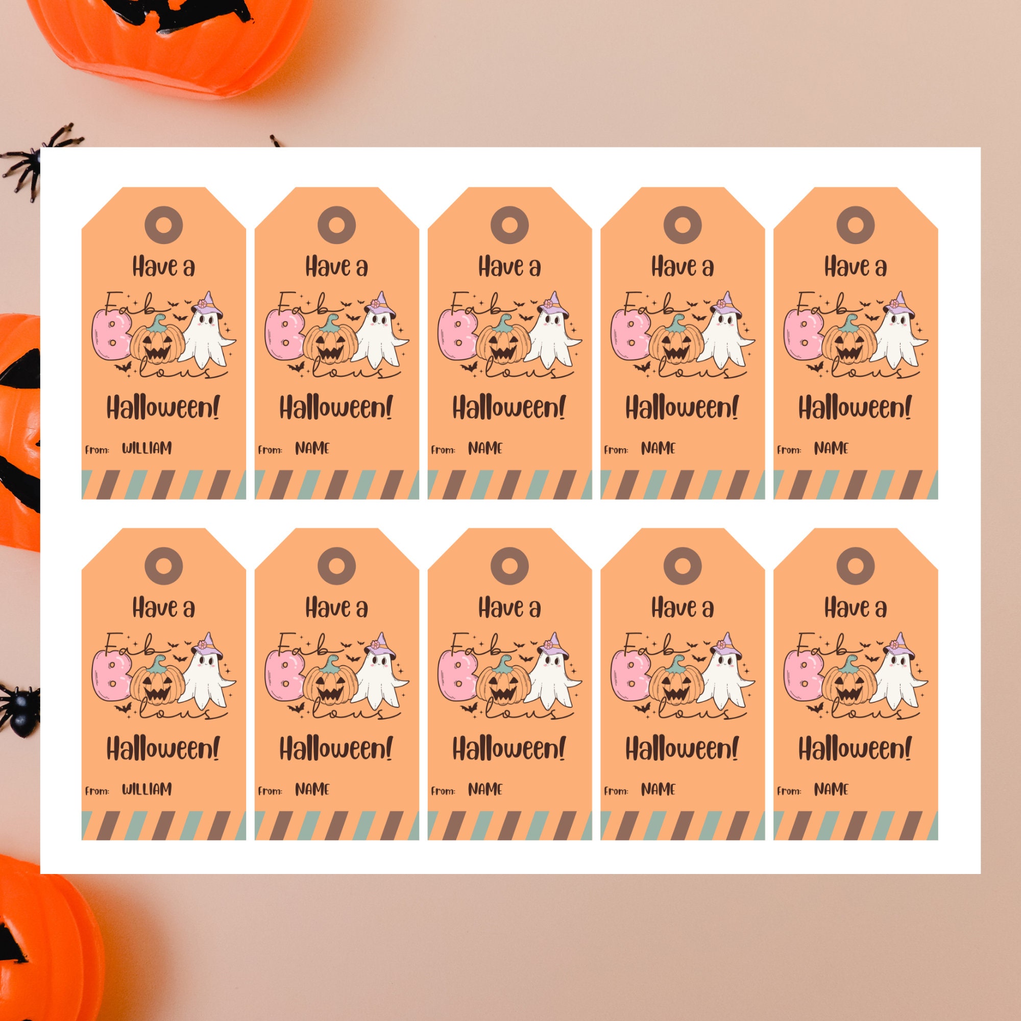 Editable Halloween Gift Tag Printable DIY Halloween Treat Bag Favor ...