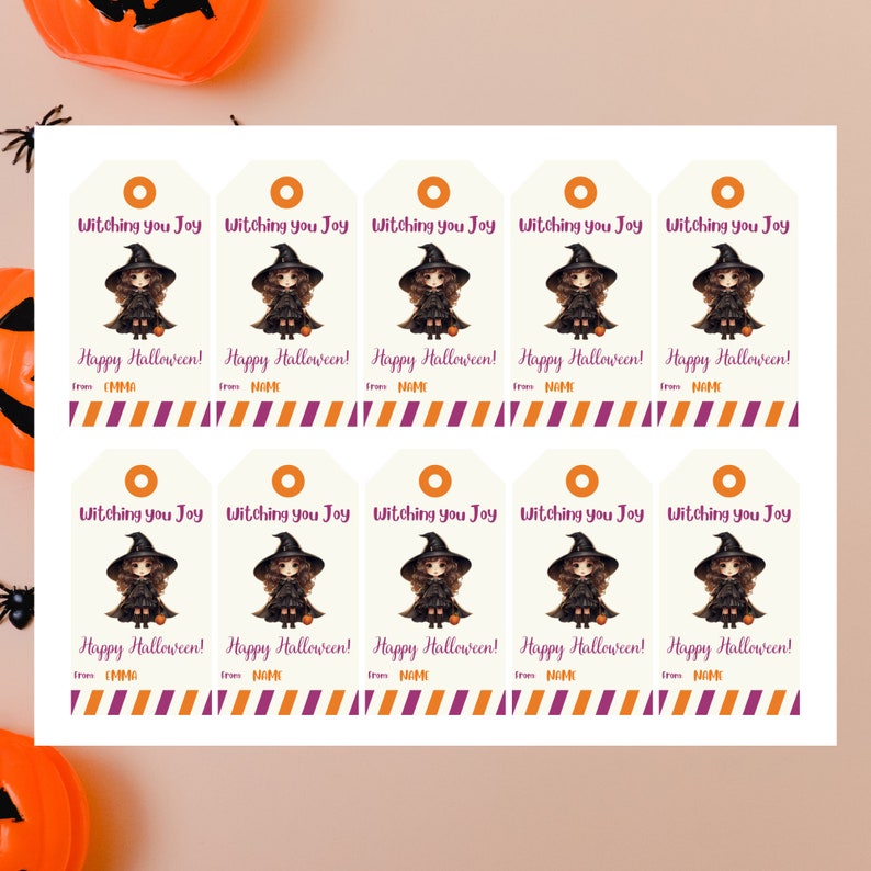 Editable Halloween Gift Tag Printable | DIY Halloween Treat Bag | Favor ...