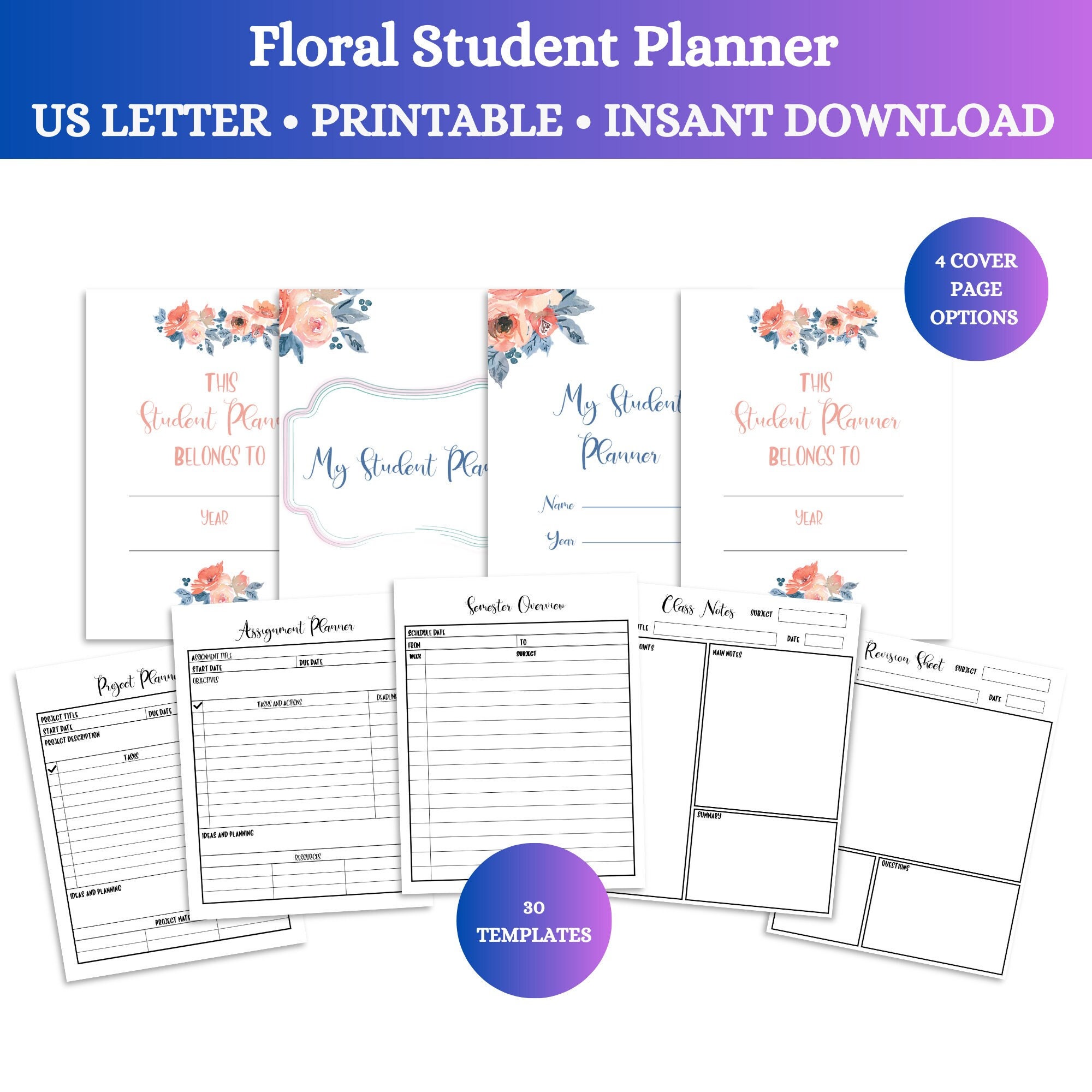 2023-2024 Student Planner Bundle Digital Download Academic - Etsy