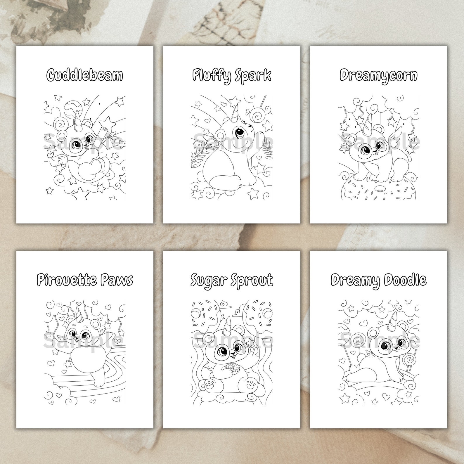 30 Pandacorn Coloring Page Book, for Kids and Adults, Instant Download ...