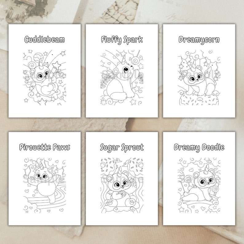 30 Pandacorn Coloring Page Book, for Kids and Adults, Instant Download ...