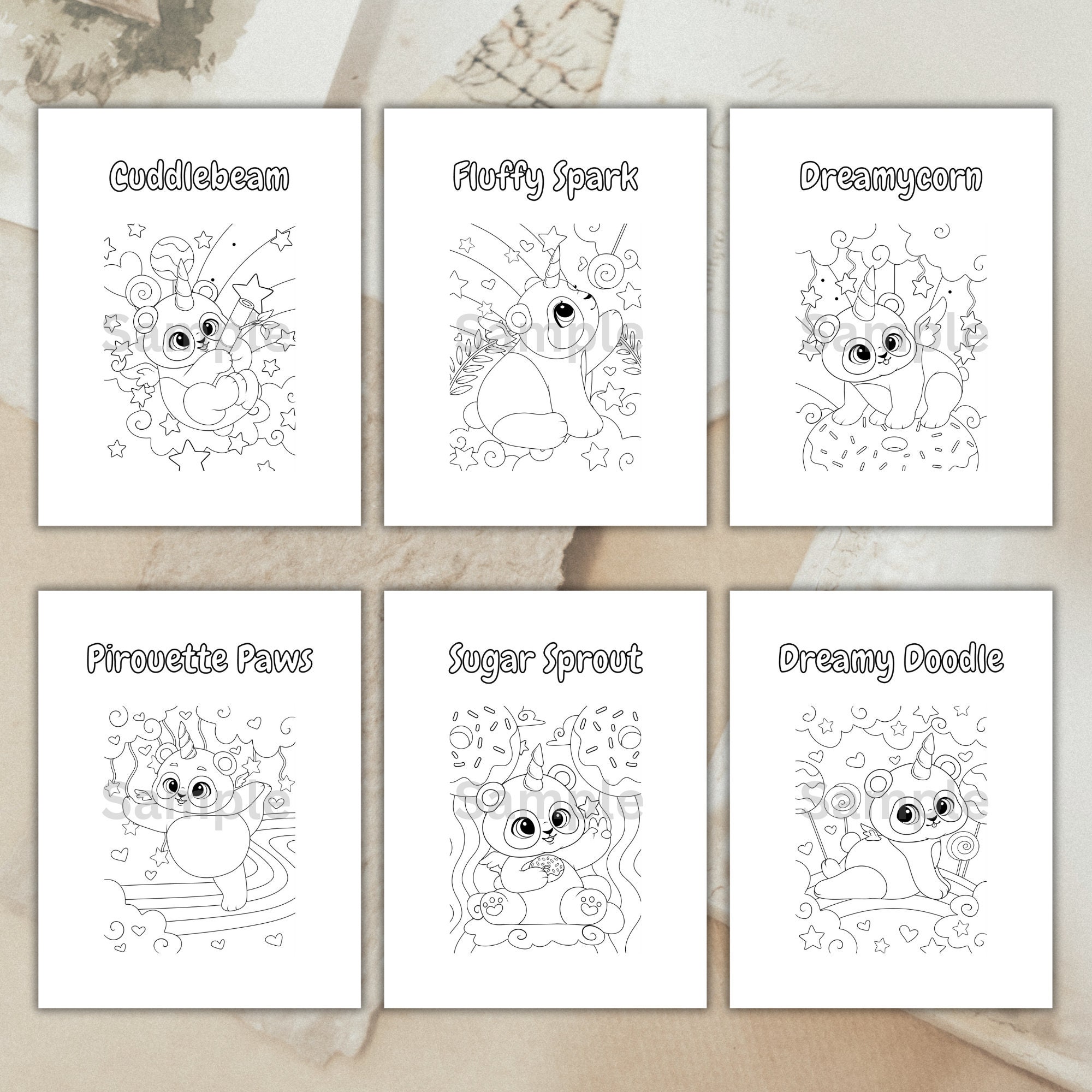 30 Pandacorn Coloring Page Book, for Kids and Adults, Instant Download ...