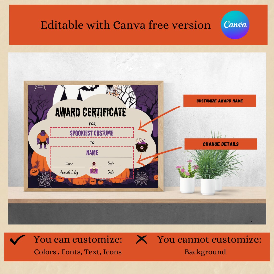 Spooktacular Halloween Certificate Bundle | Editable Halloween Costume ...