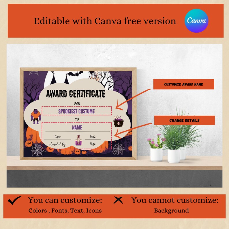 Spooktacular Halloween Certificate Bundle | Editable Halloween Costume ...