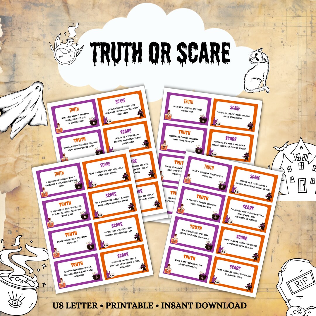 Truth or Scare, Halloween Party Game, for Kids, for School, Halloween ...