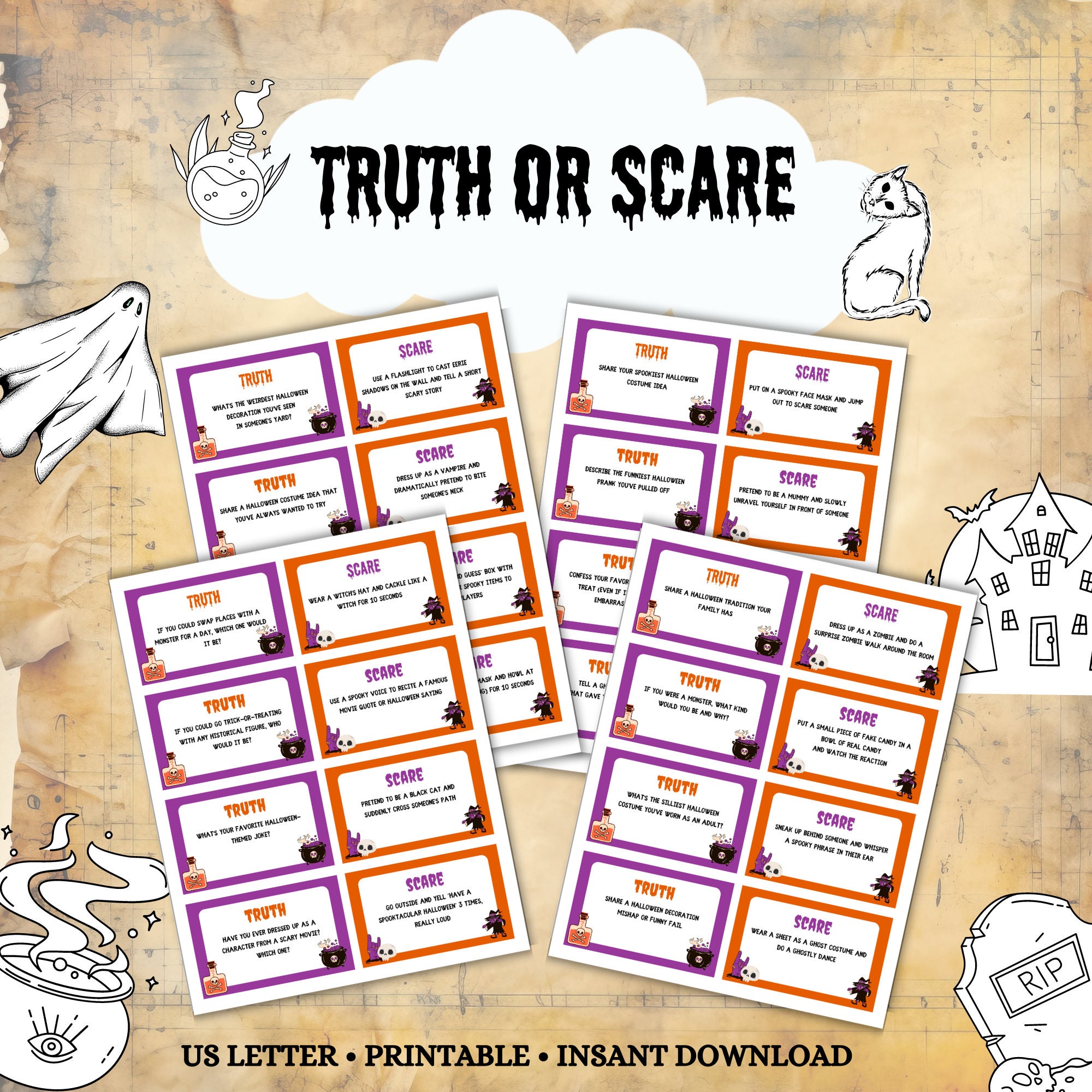 Truth or Scare, Halloween Party Game, for Kids, for School, Halloween ...