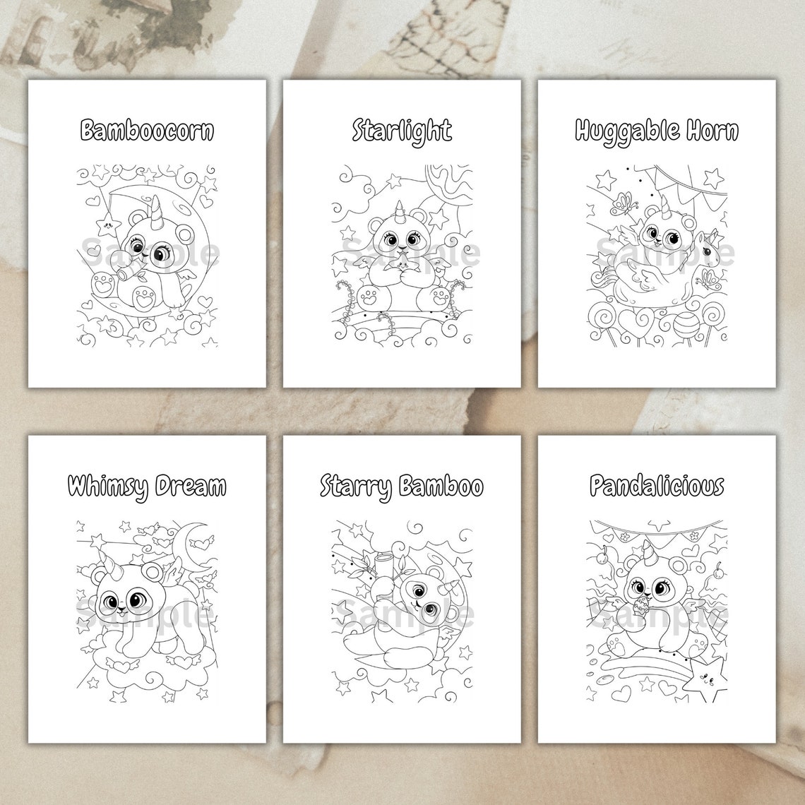 30 Pandacorn Coloring Page Book, for Kids and Adults, Instant Download ...