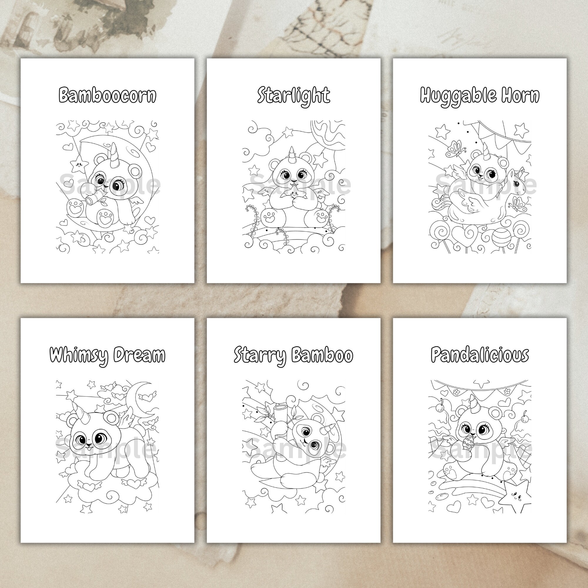 30 Pandacorn Coloring Page Book, for Kids and Adults, Instant Download ...