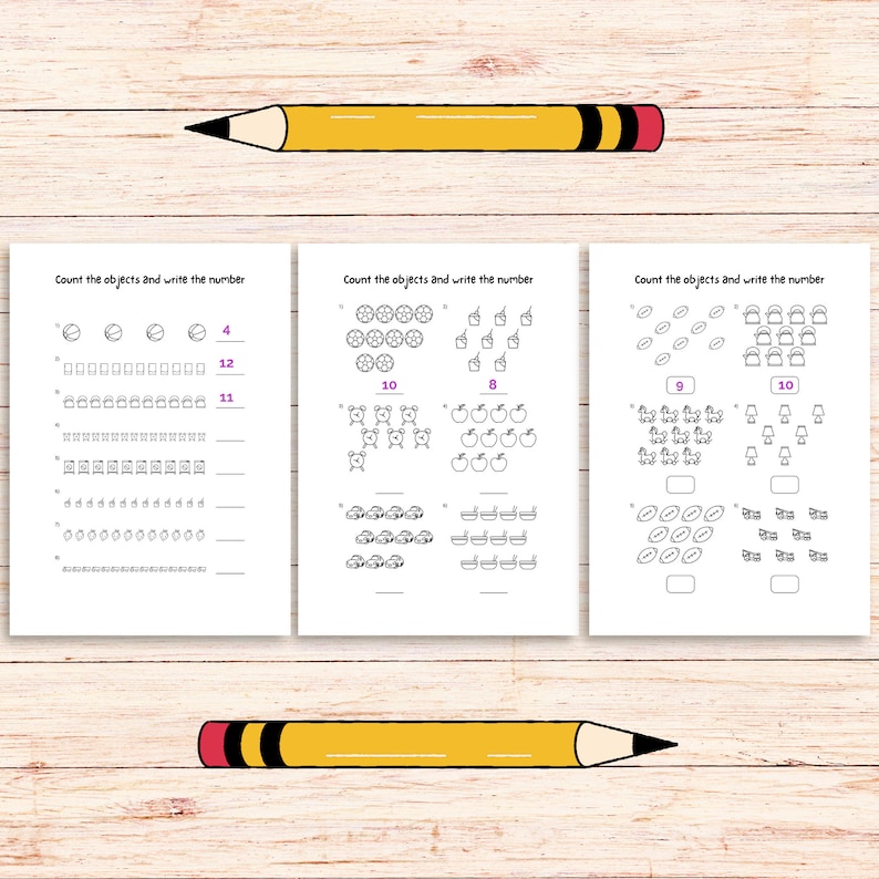 Counting Worksheets Mega Bundle, 150 Worksheets, for Kids, Preschool ...