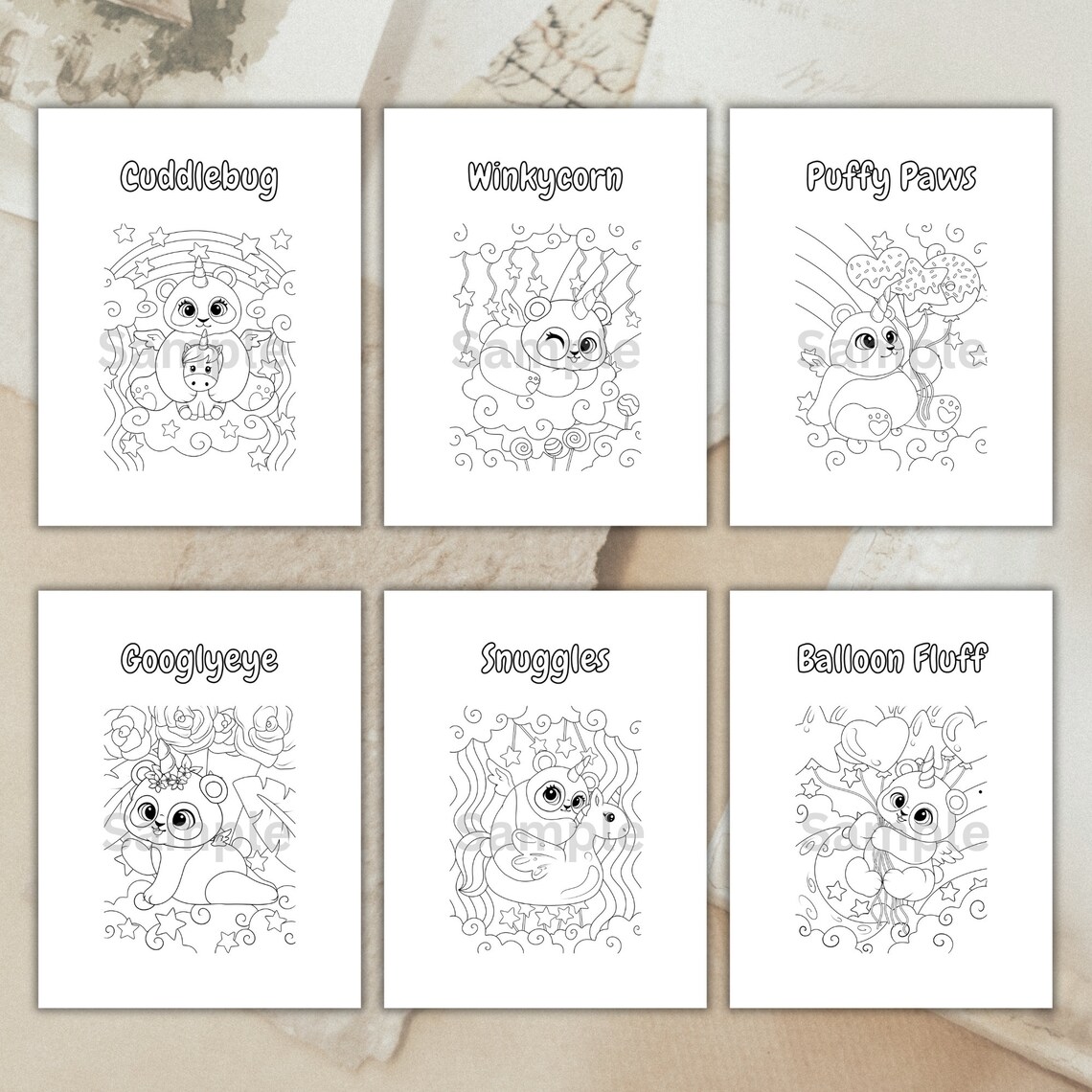 30 Pandacorn Coloring Page Book, for Kids and Adults, Instant Download ...