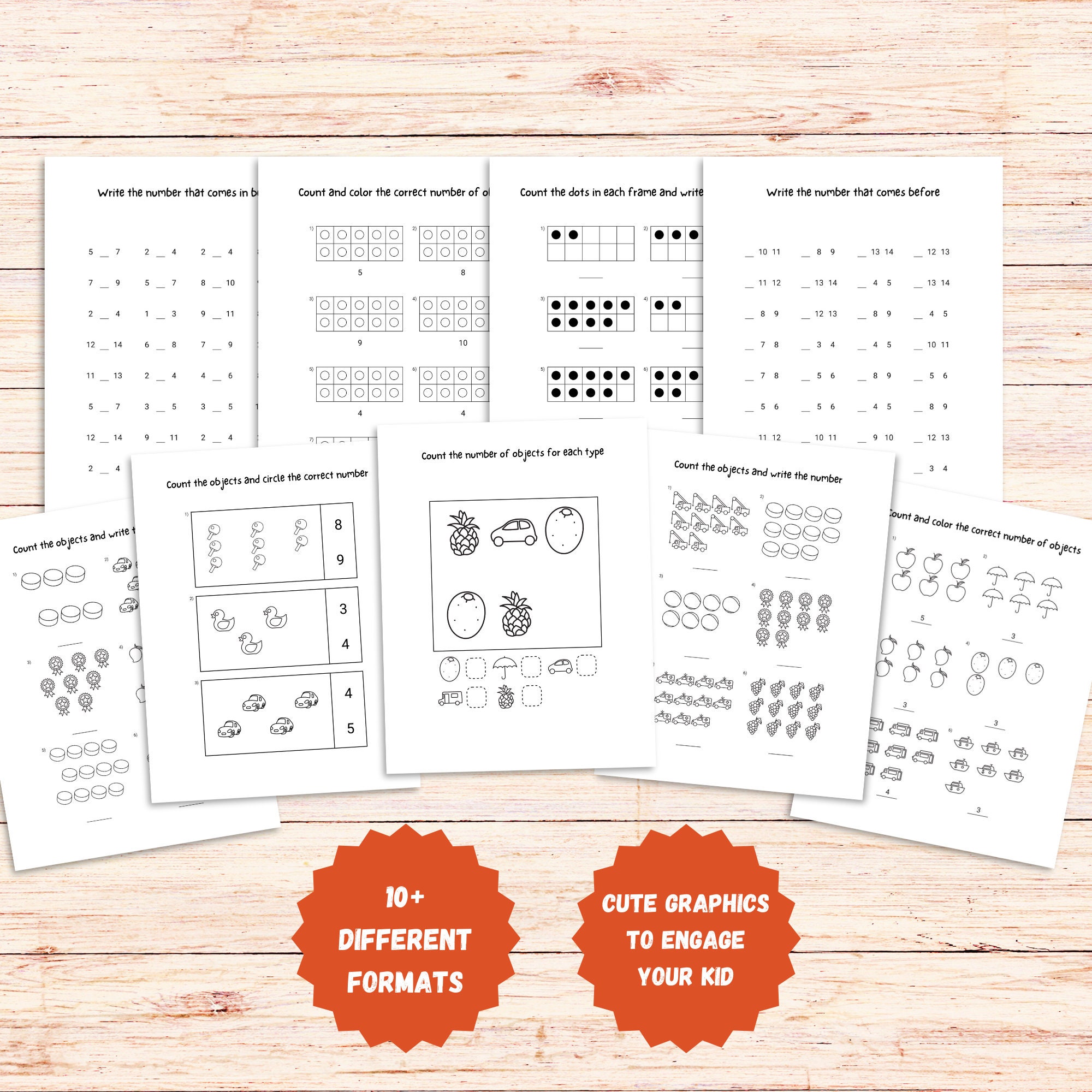Counting Worksheets Mega Bundle, 150 Worksheets, for Kids, Preschool ...