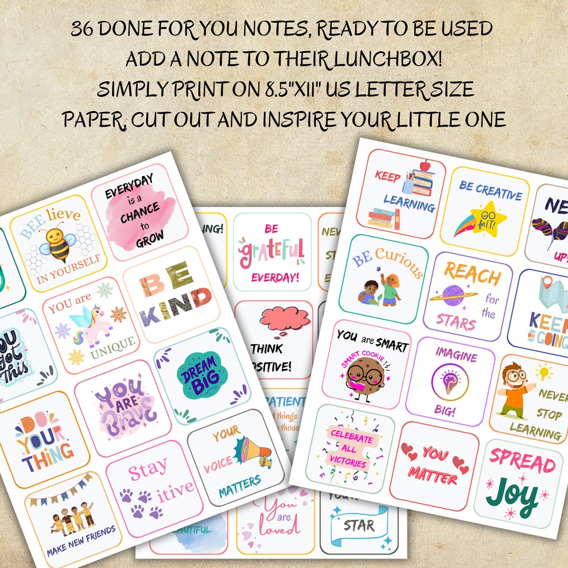 Lunch Box Notes for Kids, Ready-to-use & Customizable Messages, Back to ...