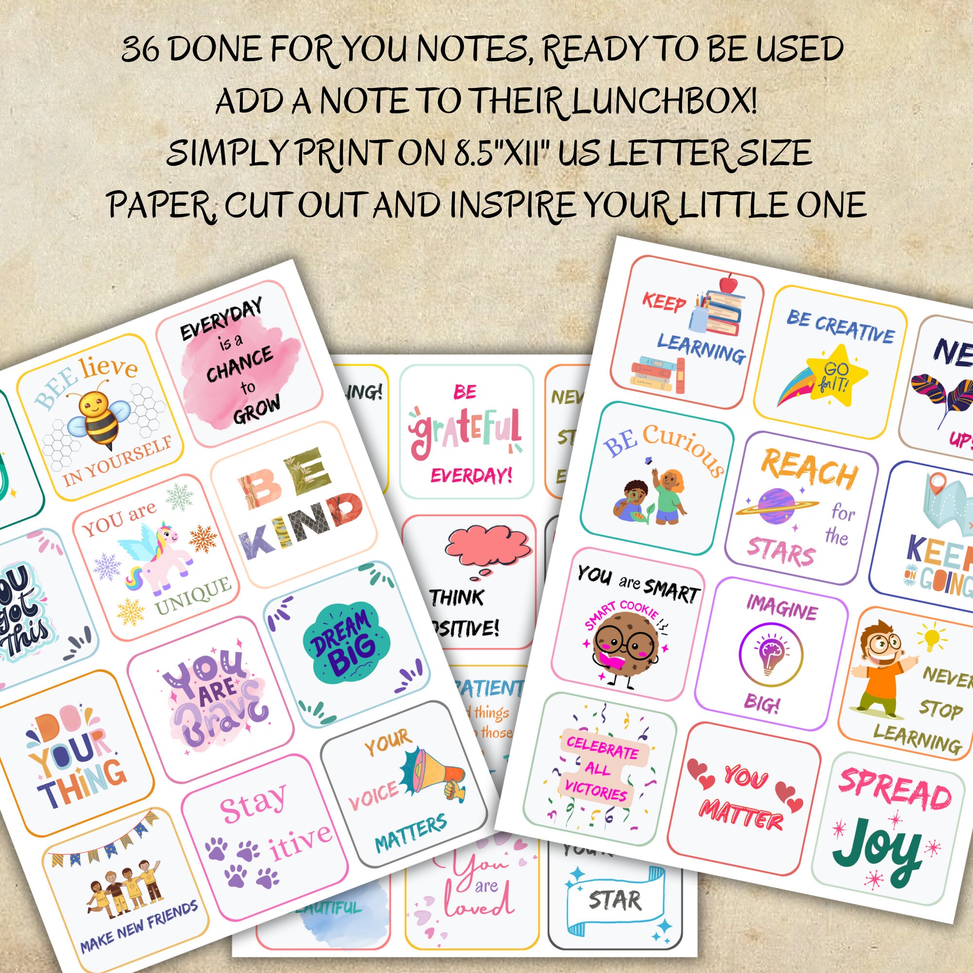 Lunch Box Notes for Kids, Ready-to-use & Customizable Messages, Back to ...