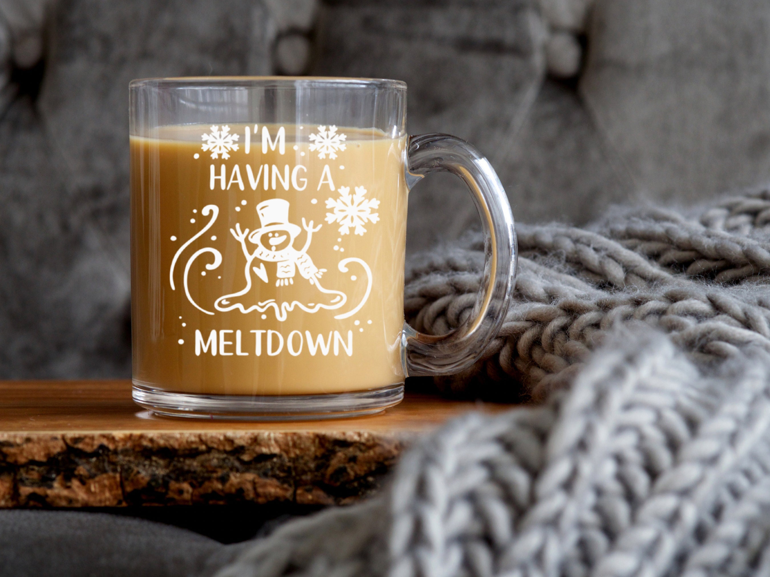 Melting Snowman Winter Glass Coffee Mug // Hot Chocolate // Hot Tea ...