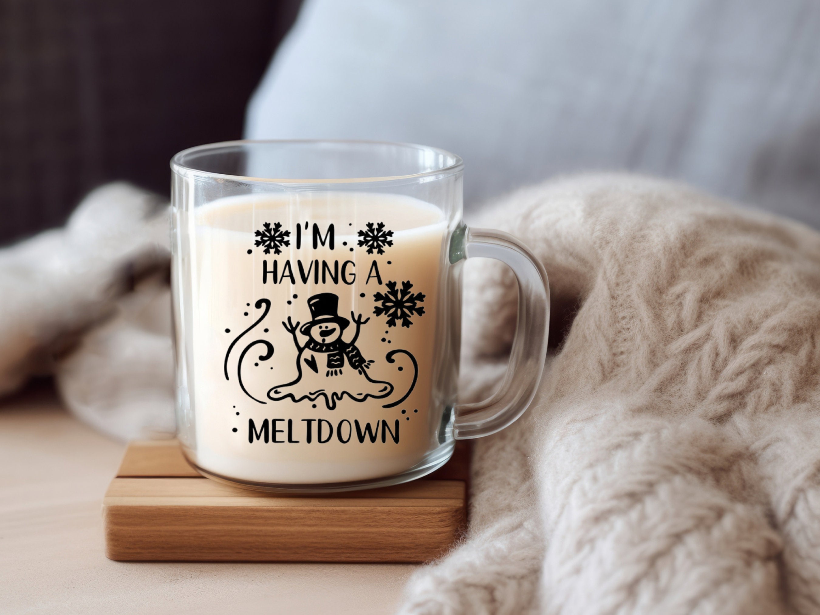 Melting Snowman Winter Glass Coffee Mug // Hot Chocolate // Hot Tea ...