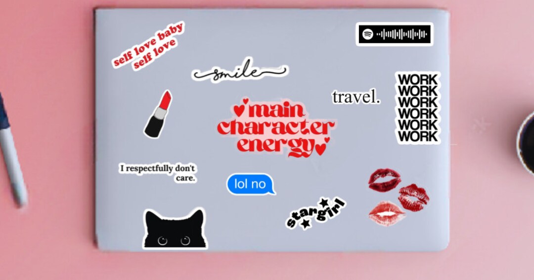 Hot Girl Laptop Sticker Collage Aesthetic Laptop Sticker Collage Red ...