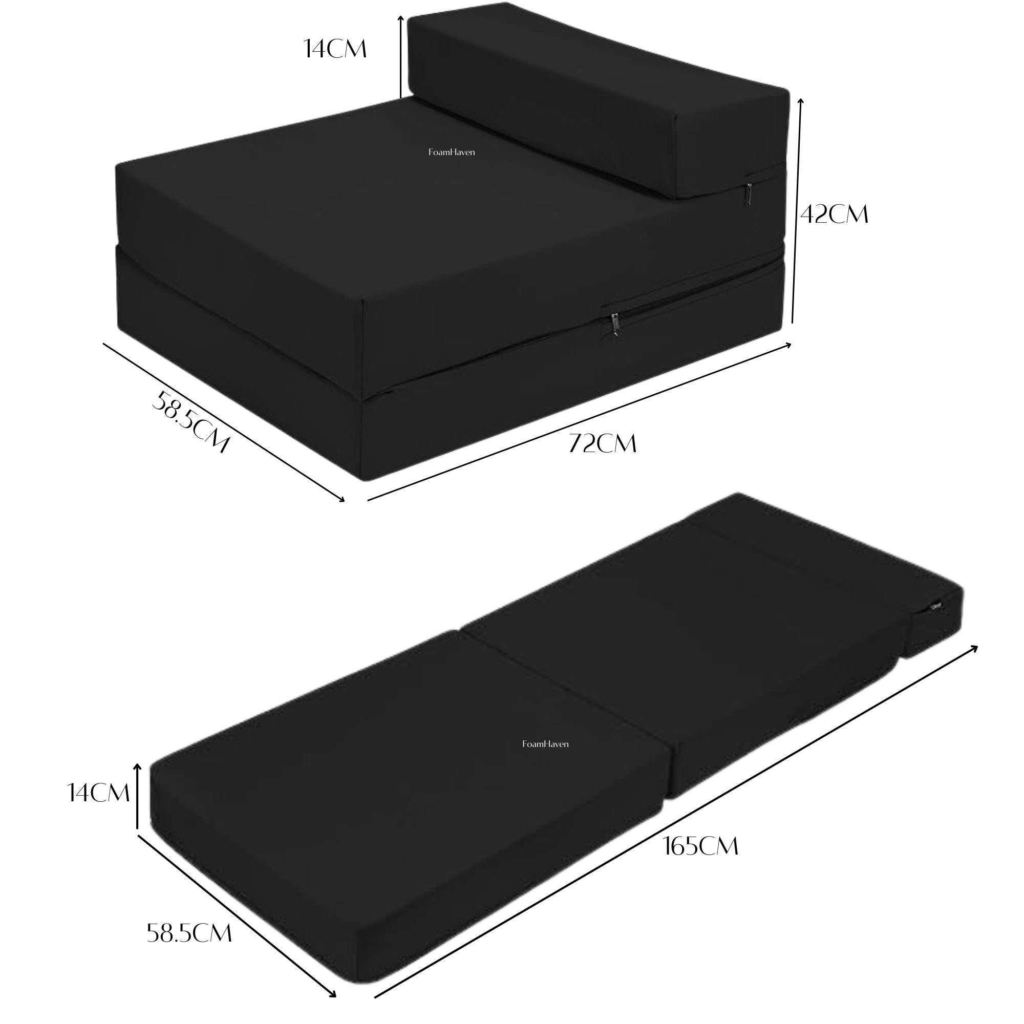 Z Bed Single Futon Folding Chair Bed, Water Resistant Polyester Comfy ...