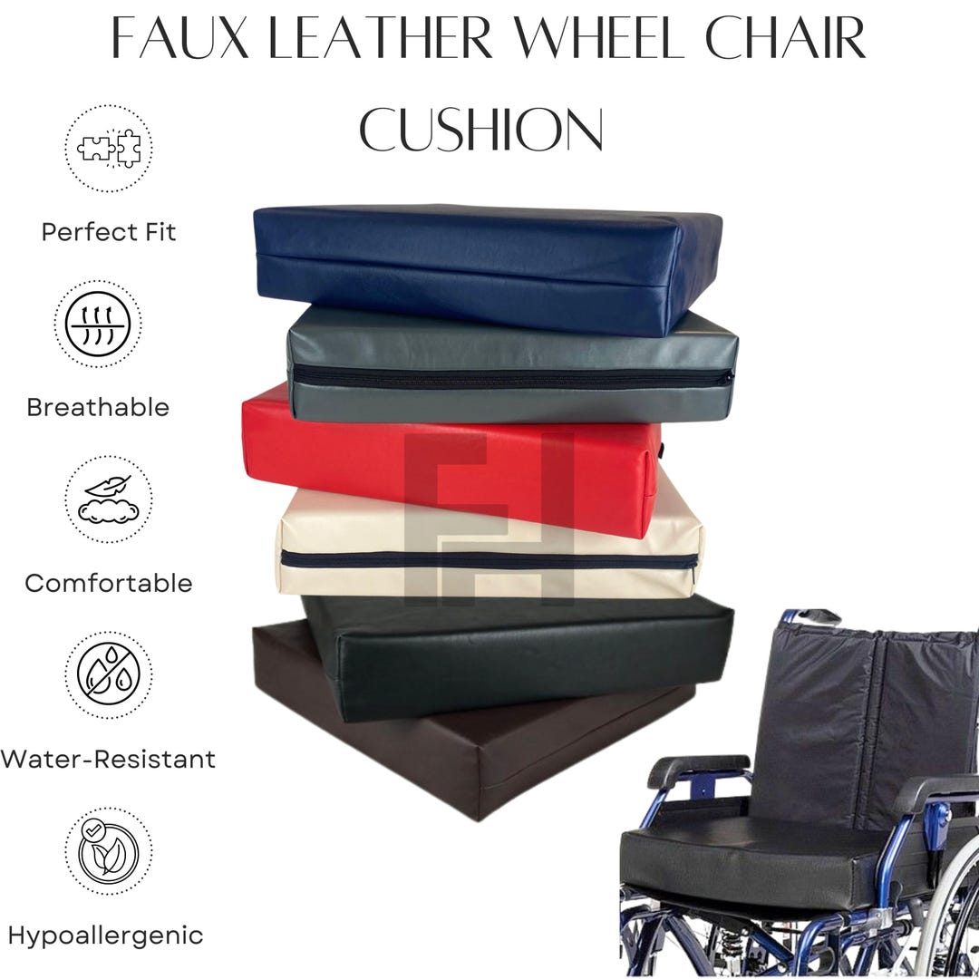 Memory Foam Wheelchair Faux Leather Seat Pad, Pressure Relief Cushion ...