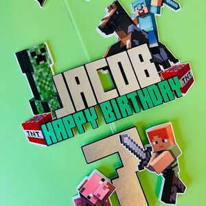 Mnecraft Cake Topper, Gamer Topper, Mnecraft Birthday Cake, Steve Cake ...